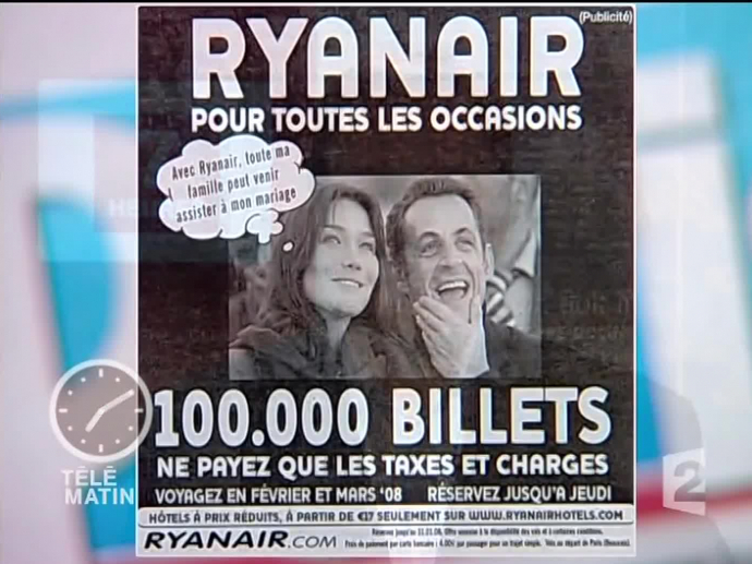 Brève : PUB RYANAIR/PHOTOS SARKOZY ET BRUNI | INA