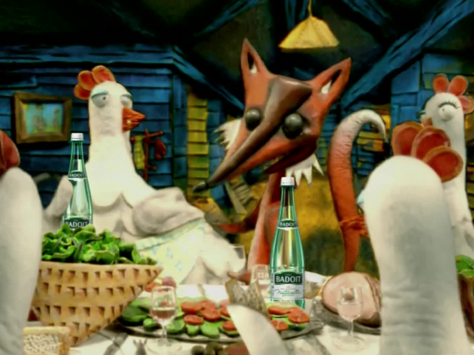 Badoit : Poules renard émeraude danse | INA